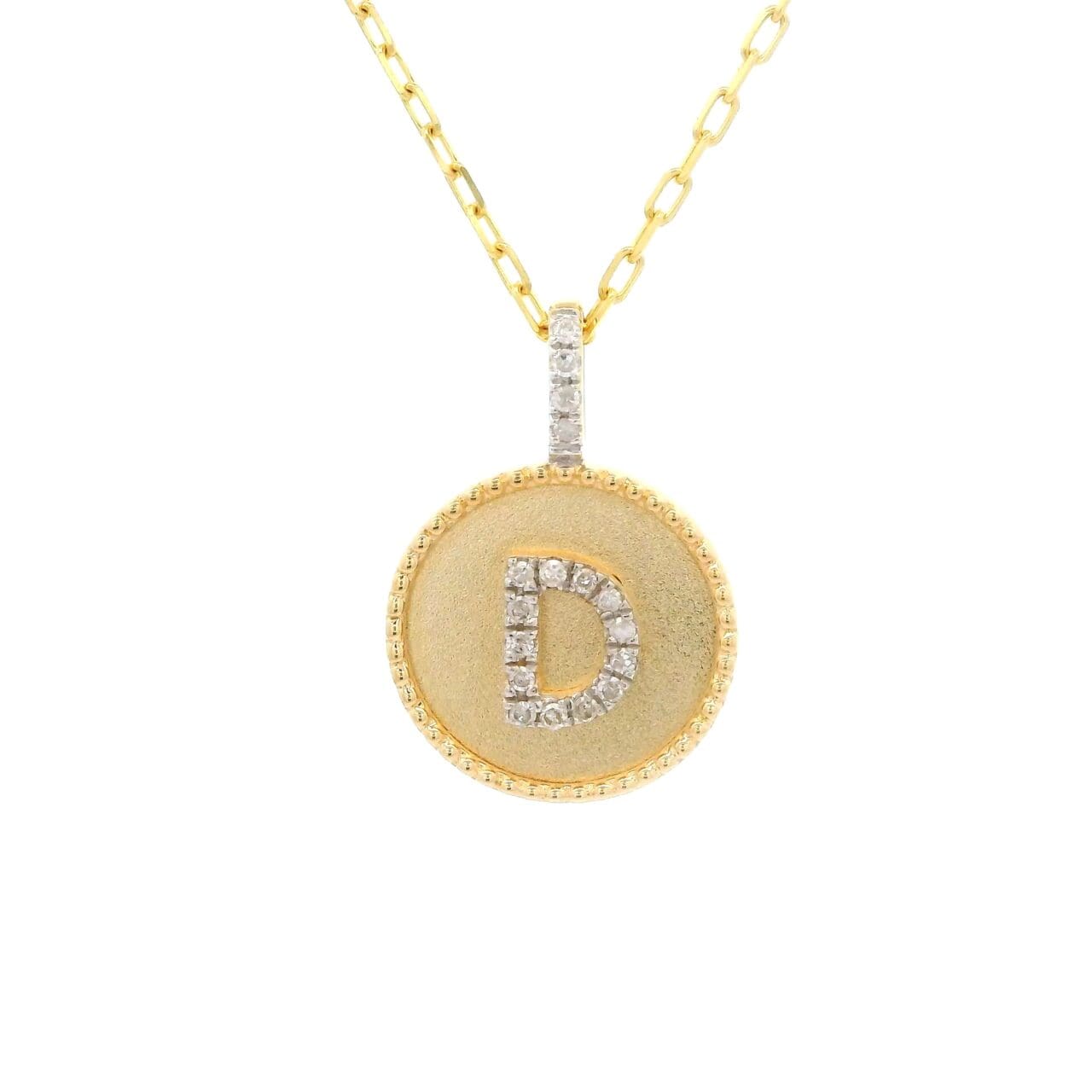 Gold Disc Initial "D" Pendant With Diamonds - Carleo Creations Inc.